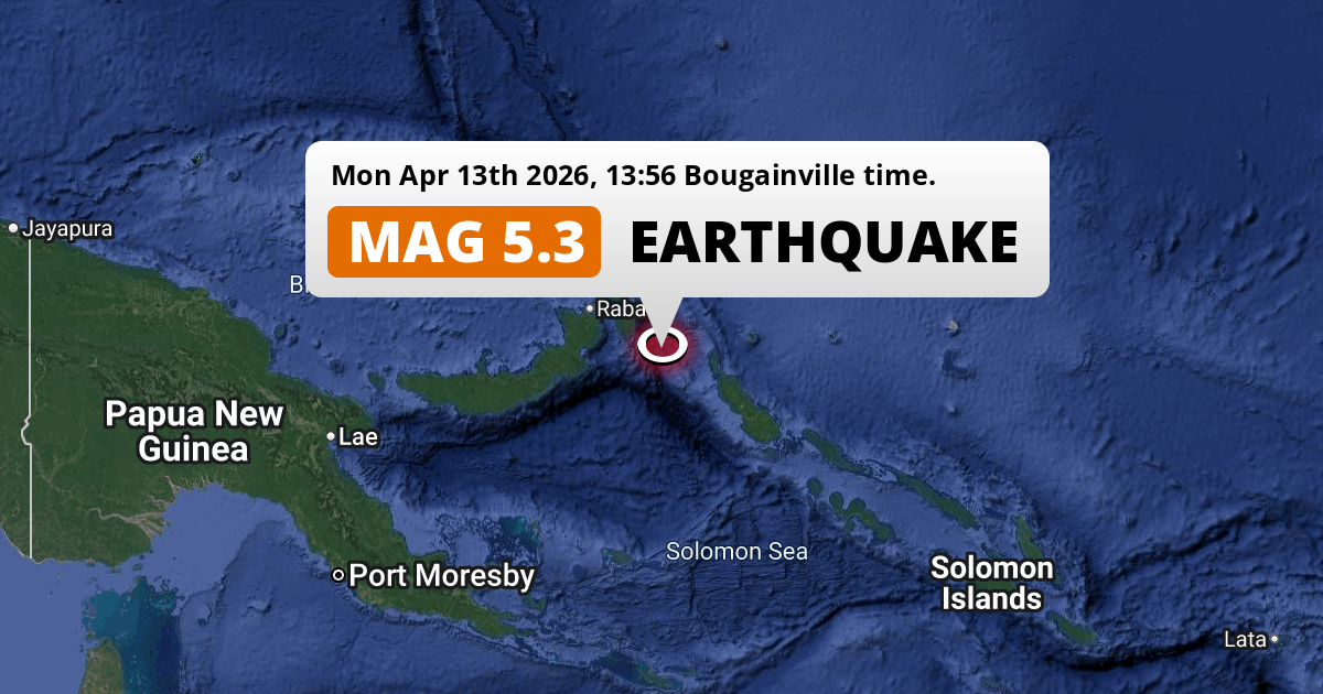On Monday Afternoon a Significant M5.3 Earthquake struck in the Solomon ...