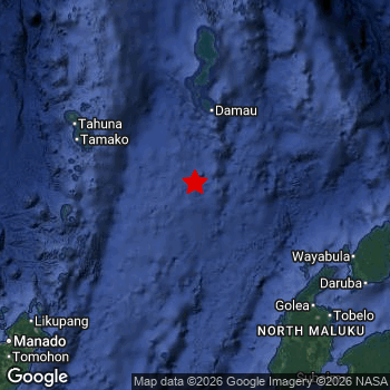 Significant M5.2 AFTERSHOCK hit in the Maluku Sea 258km from Manado ...